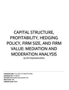 Capital structure, profitability, hedging policy, firm size, and firm value: Mediation and ...